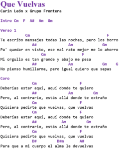 Que Vuelvas - Carin León, Grupo Frontera Letra y Acordes en Guitarra
